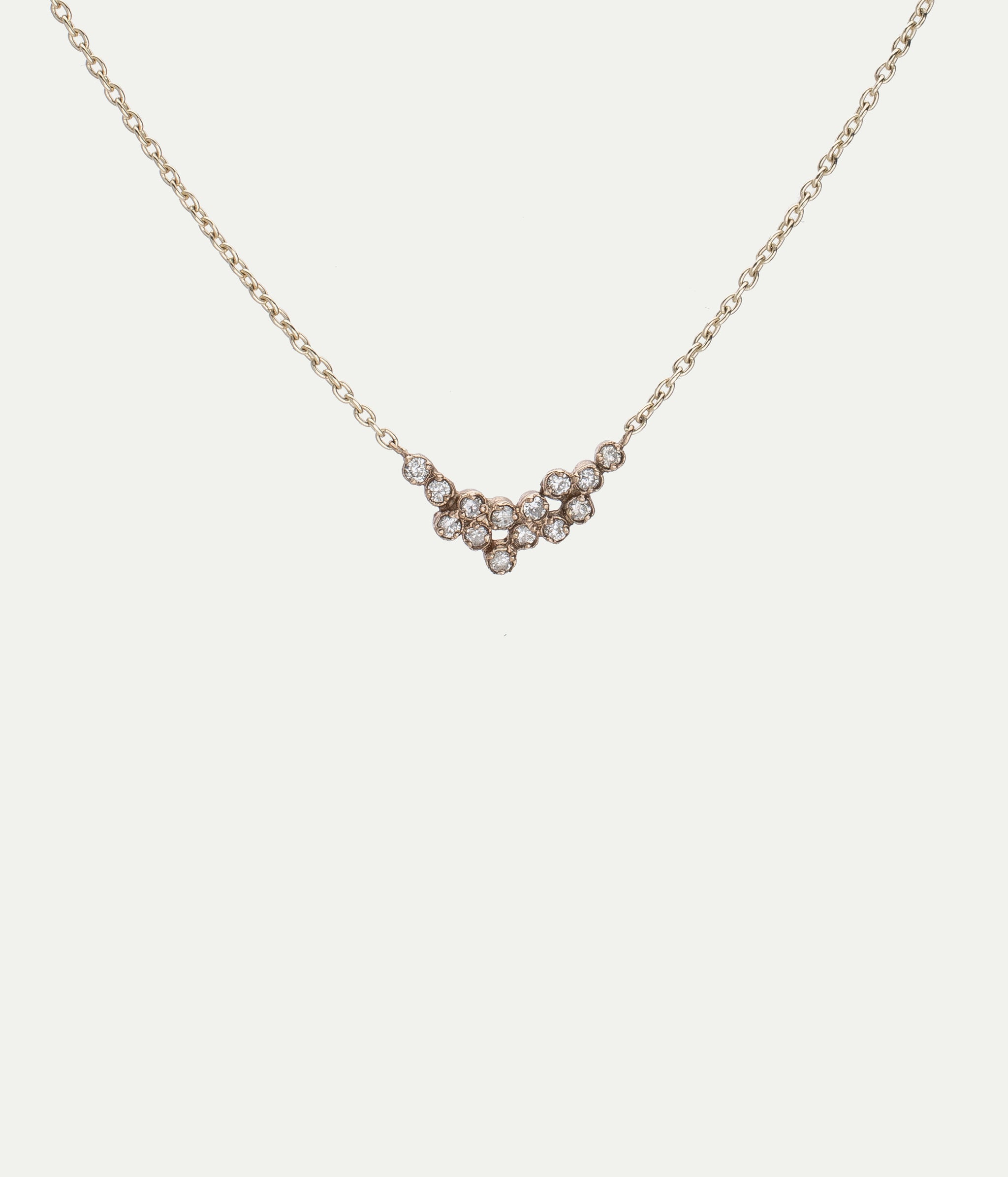 Collier Cluster or gris et diamants